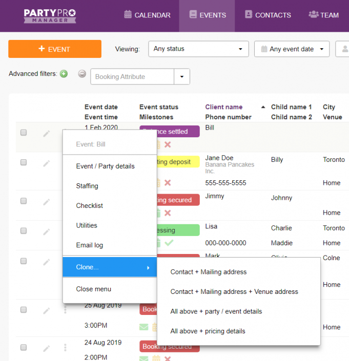 New Feature: Event Cloning - Party Pro Manager